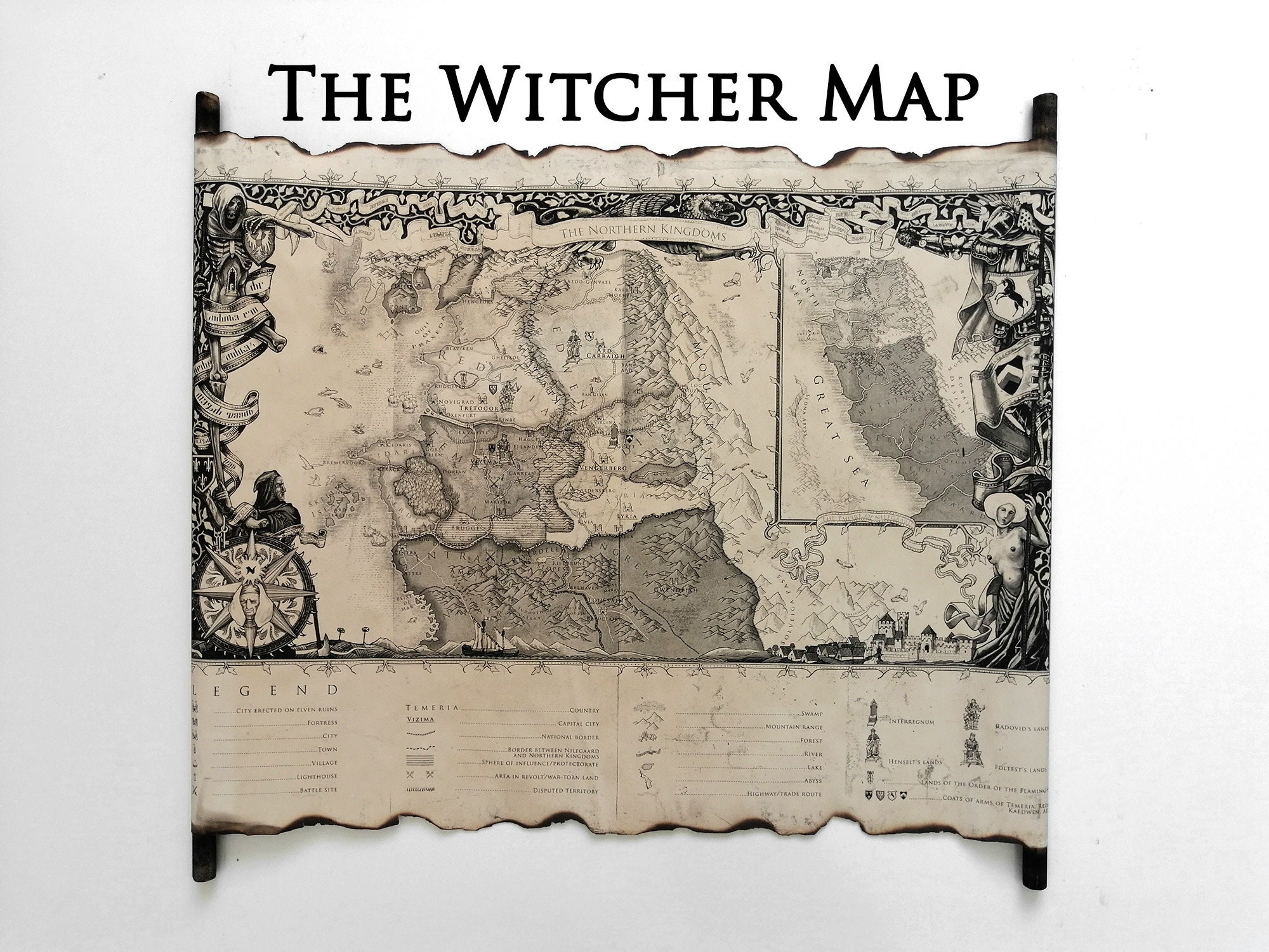 WITCHER the Northern Kingdoms the Witcher Map Cintra - Etsy