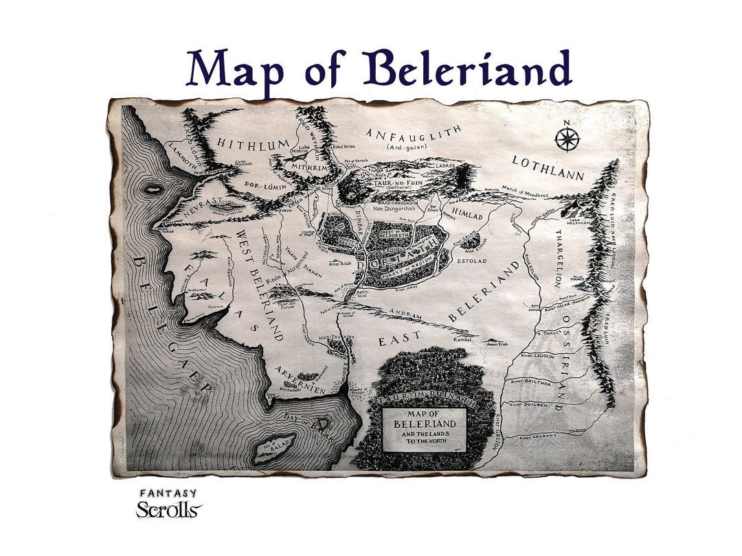 Middle Earth First Age Map, Map of Beleriand and the Lands to the North ...