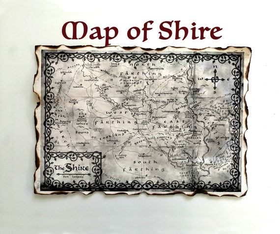 The Shire Lord of the Rings Map of the Shire the Hobbit Map - Etsy ...