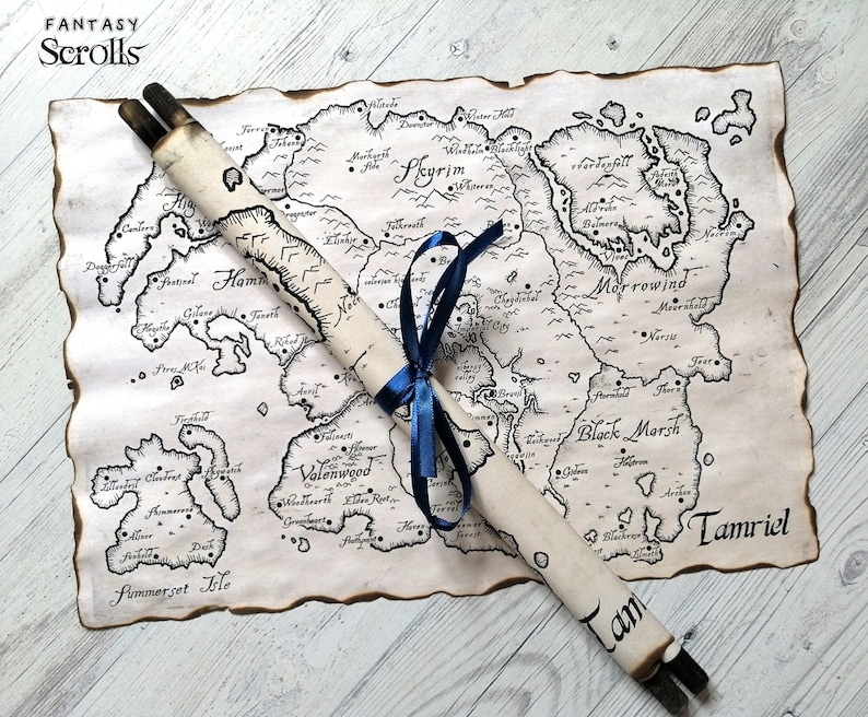 Tamriel Map, the Elder Scrolls, Skyrim, Aged Paper Print - Etsy