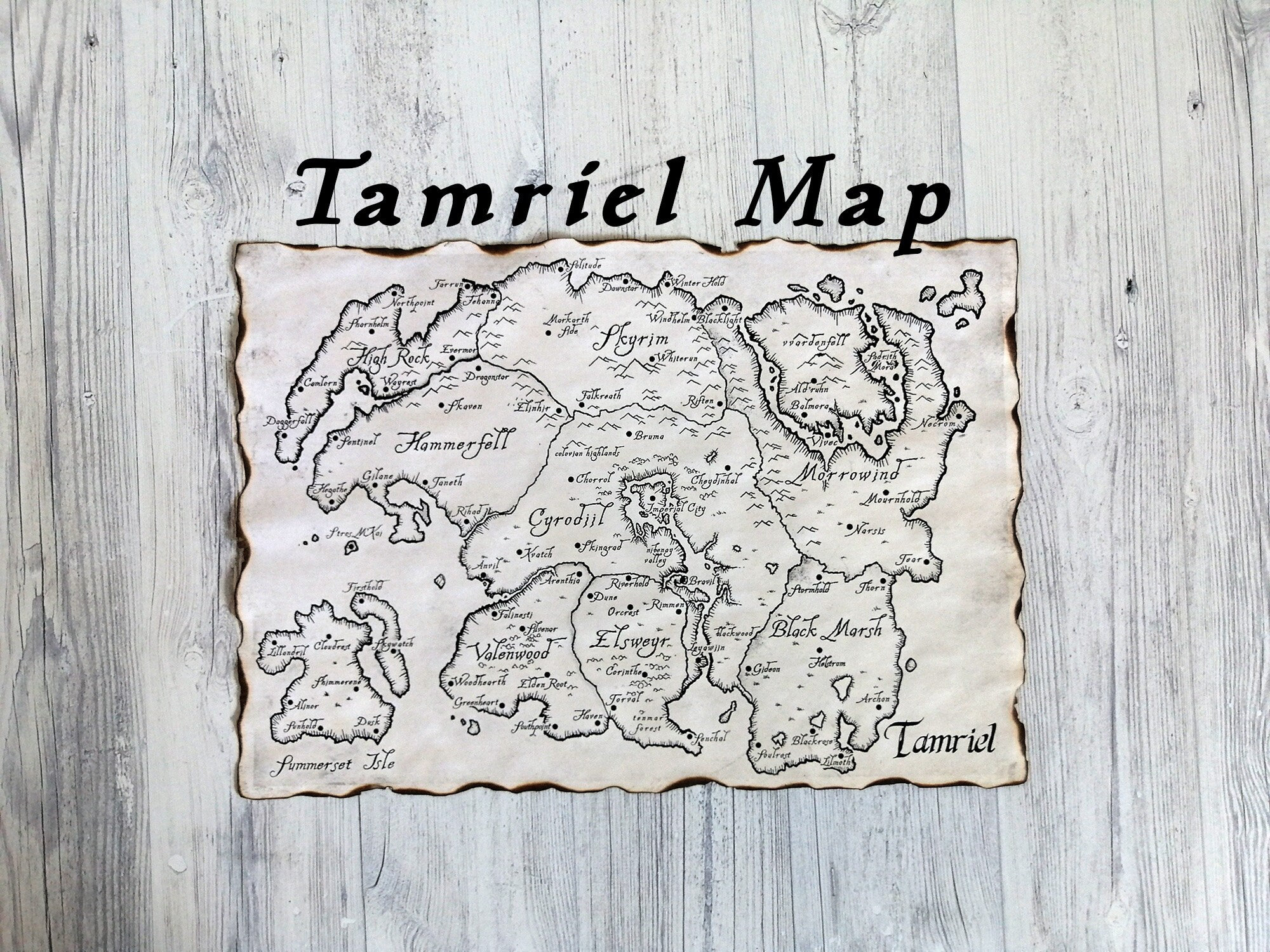 Map of Tamriel the Elder Scrolls Map Skyrim Map TES Map - Etsy UK