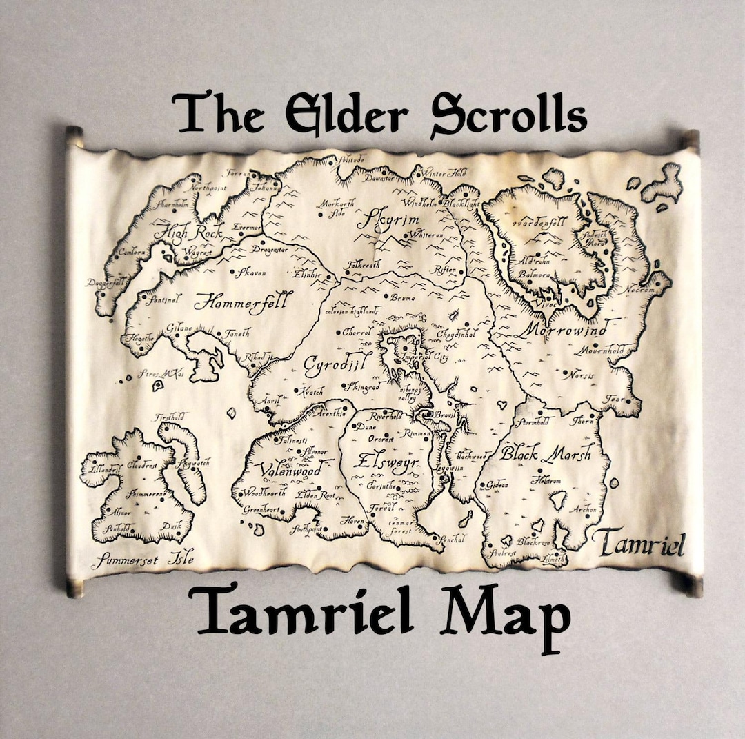 Map of Tamriel, the Elder Scrolls Map, Skyrim Map, TES Map, Cyrodiil ...