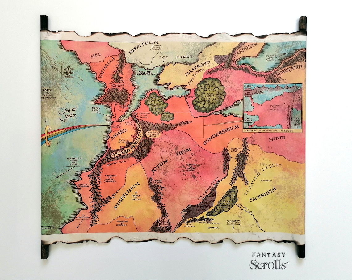 Asgard Map Old Norse Ásgardr in Norse Mythology the Dwelling - Etsy ...