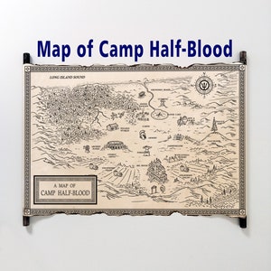 Camp Half-blood Map on Handmade Scroll, Percy Jackson Gift - Etsy