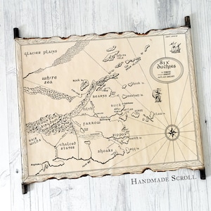 Karte von sechs Duchies, dem Reich der Ältesten auf handgefertigter ...