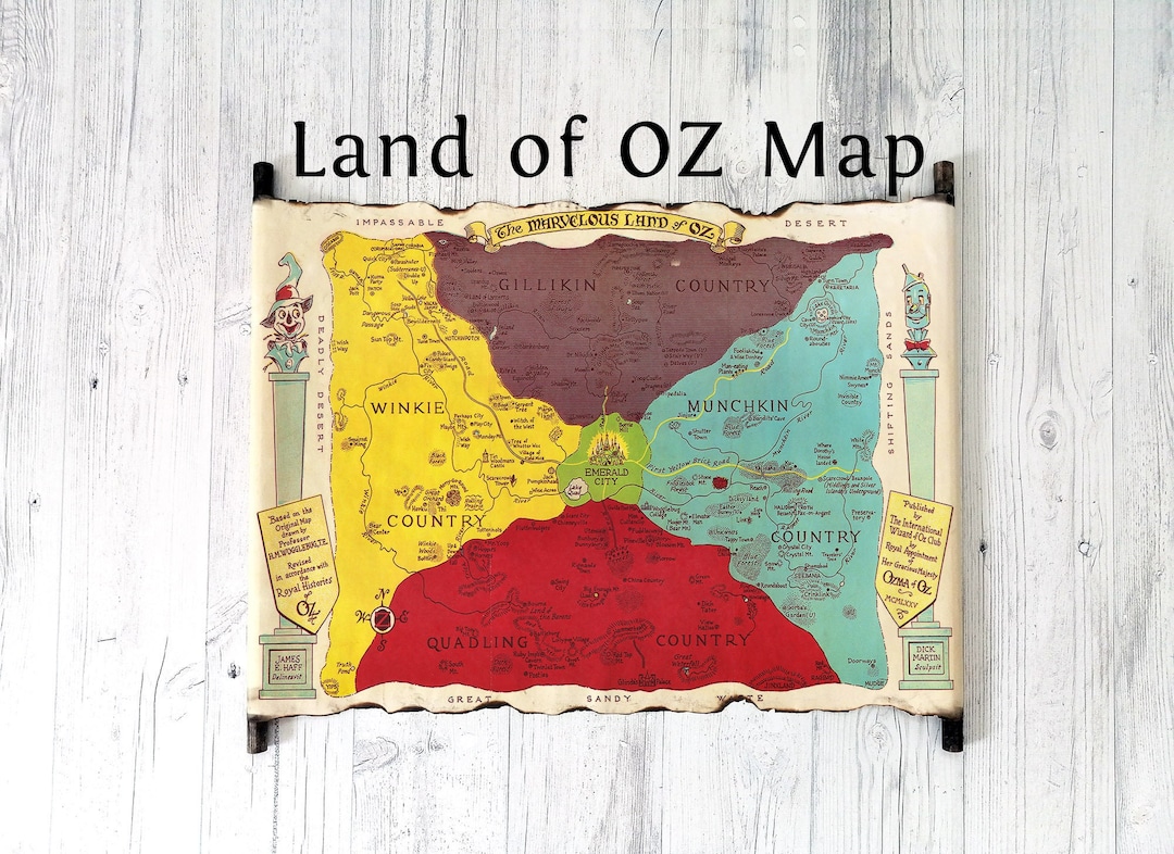 Land of OZ Map, the Wonderful Wizard of Oz Map, the Marvelous Land of OZ Map, Oz Gift, Dorothy ...