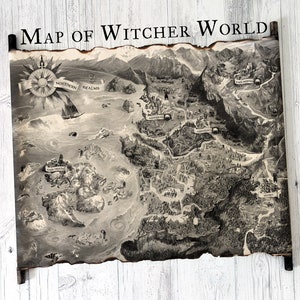 Map of Witcher World, the Continent Map on Handmade Scroll, Map of ...