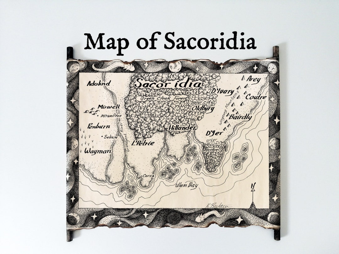 Map of Sacoridia on Handmade Scroll, Fantasy Map, Green Rider Map ...