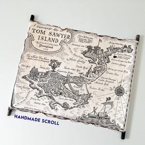 Tom Sawyer Island Map on Handmade Scroll, Pirate's Lair on Tom Sawyer ...