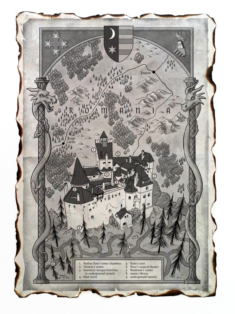 Handmade Dracula Map Scroll – Bran Castle Art Print, Burnt Edges - Etsy