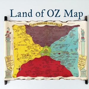 Land of OZ Map, the Wonderful Wizard of Oz Map, the Marvelous Land of OZ Map, Oz Gift, Dorothy ...