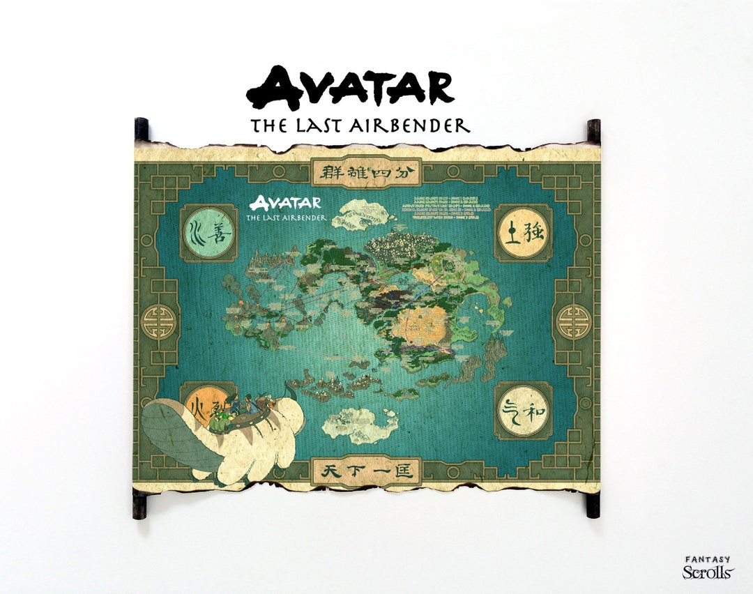 Avatar Map on Handmade Scroll Avatar the Last Airbender World - Etsy