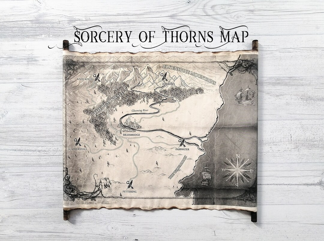 Sorcery of Thorns Map on Handmade Scroll, Kingdom of Austermeer Map ...