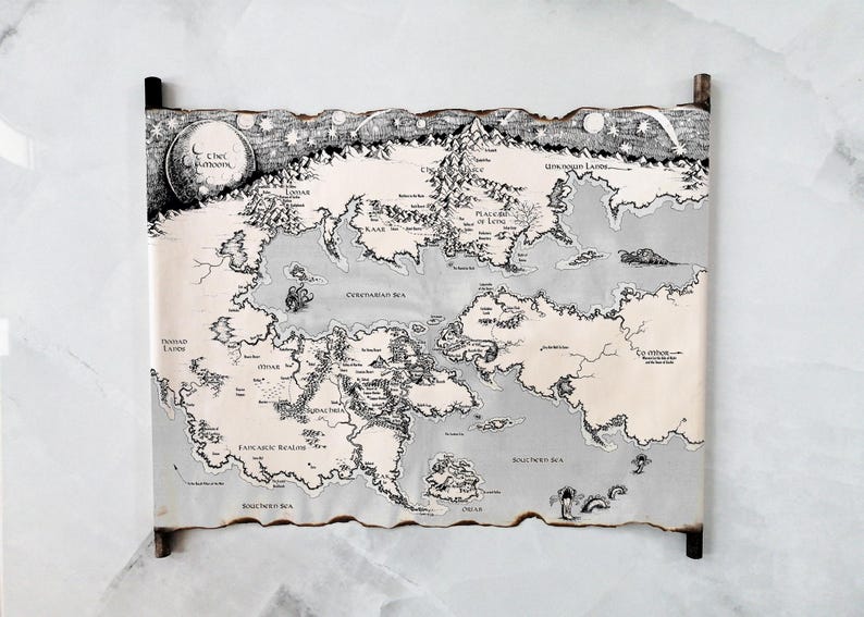 Lovecraft Dreamlands Map, Fantasy Art Print, Burnt Edges - Etsy