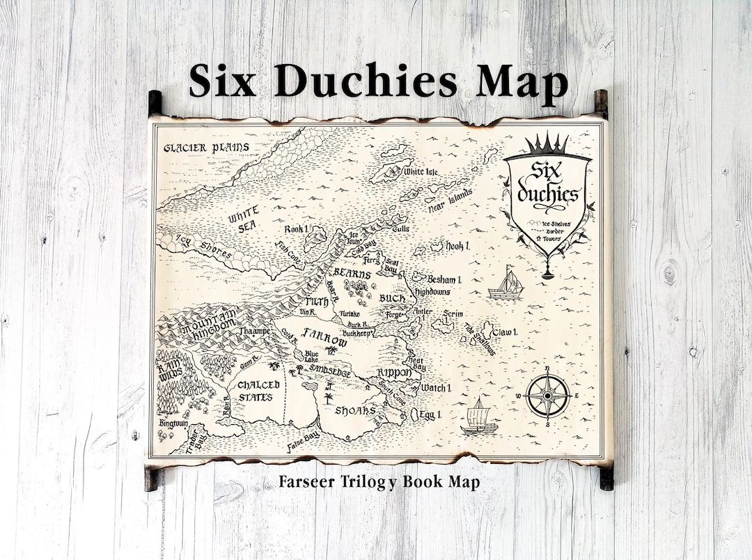 Six Duchies Book Map, the Realm of the Elderlings Map on Handmade ...