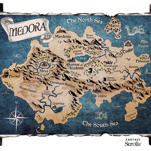 Medora Map on Handmade Scroll, the Medoran Chronicles Map, Fantasy Map ...