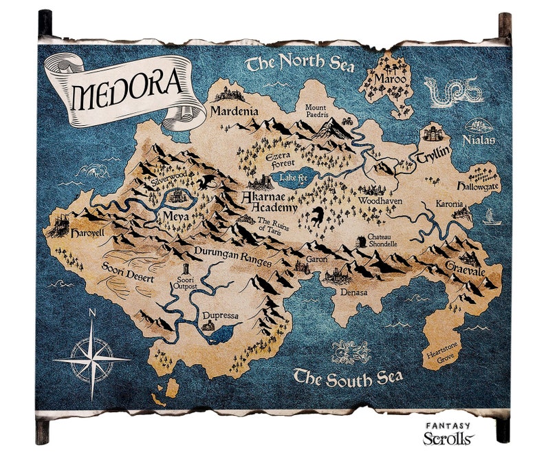 Handmade Medora Map Scroll, the Medoran Chronicles, Fantasy Art - Etsy