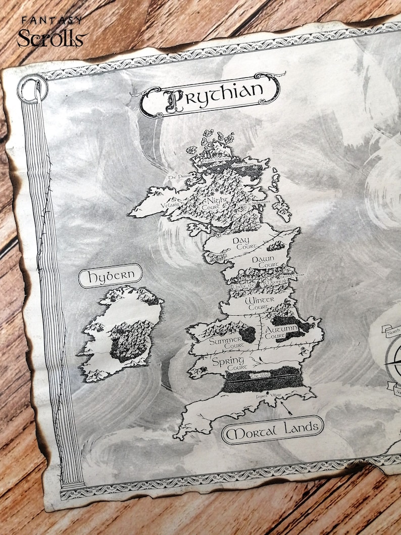 Prythian Map Print, ACOTAR World, Burnt Edges, Fantasy Art - Etsy UK