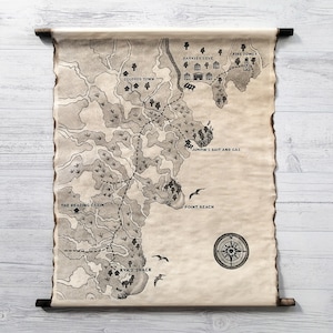 Where the Crawdads Sing Map, North Carolina Marshlands, Handmade Scroll ...