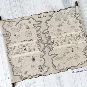 Grand Line Map, One Piece Weltkarte auf handgemachter Schriftrolle ...