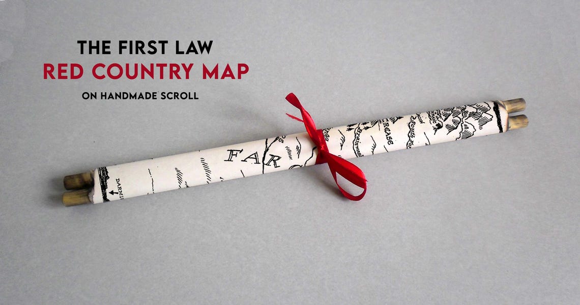 Red Country Map on Handmade Scroll, the First Law Art Print, Fantasy ...
