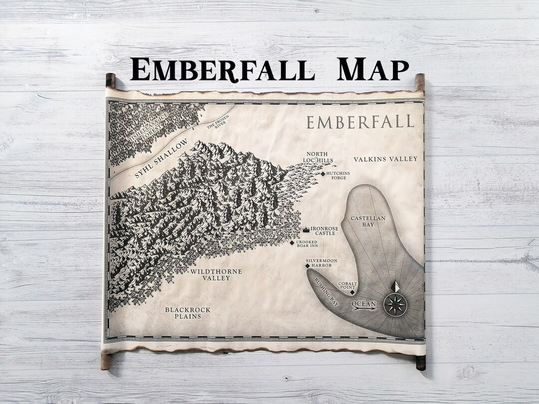 Map of Emberfall on Handmade Scroll, Cursebreakers Trilogy Map, Kingdom of Emberfall Map, A ...