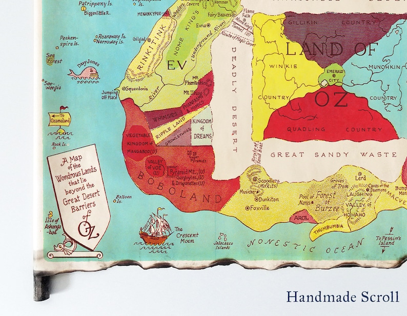 Land of Oz Map on Handmade Scroll, Fantasy Art Print - Etsy