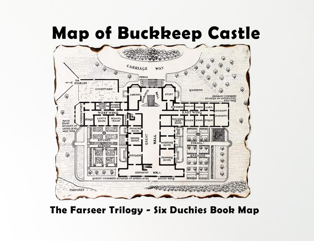 Map of Buckkeep Castle, the Farseer Trilogy Map, Six Duchies Book Map ...