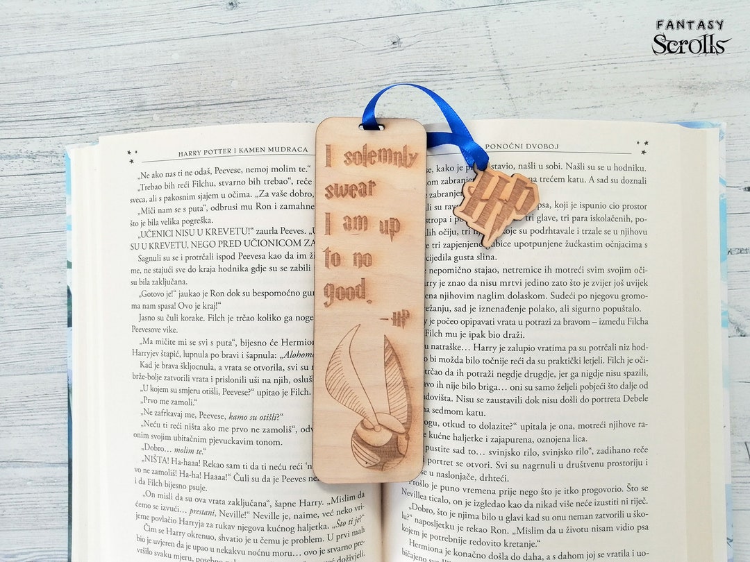 Wizarding World Wooden Bookmark, Mischief Managed - Etsy