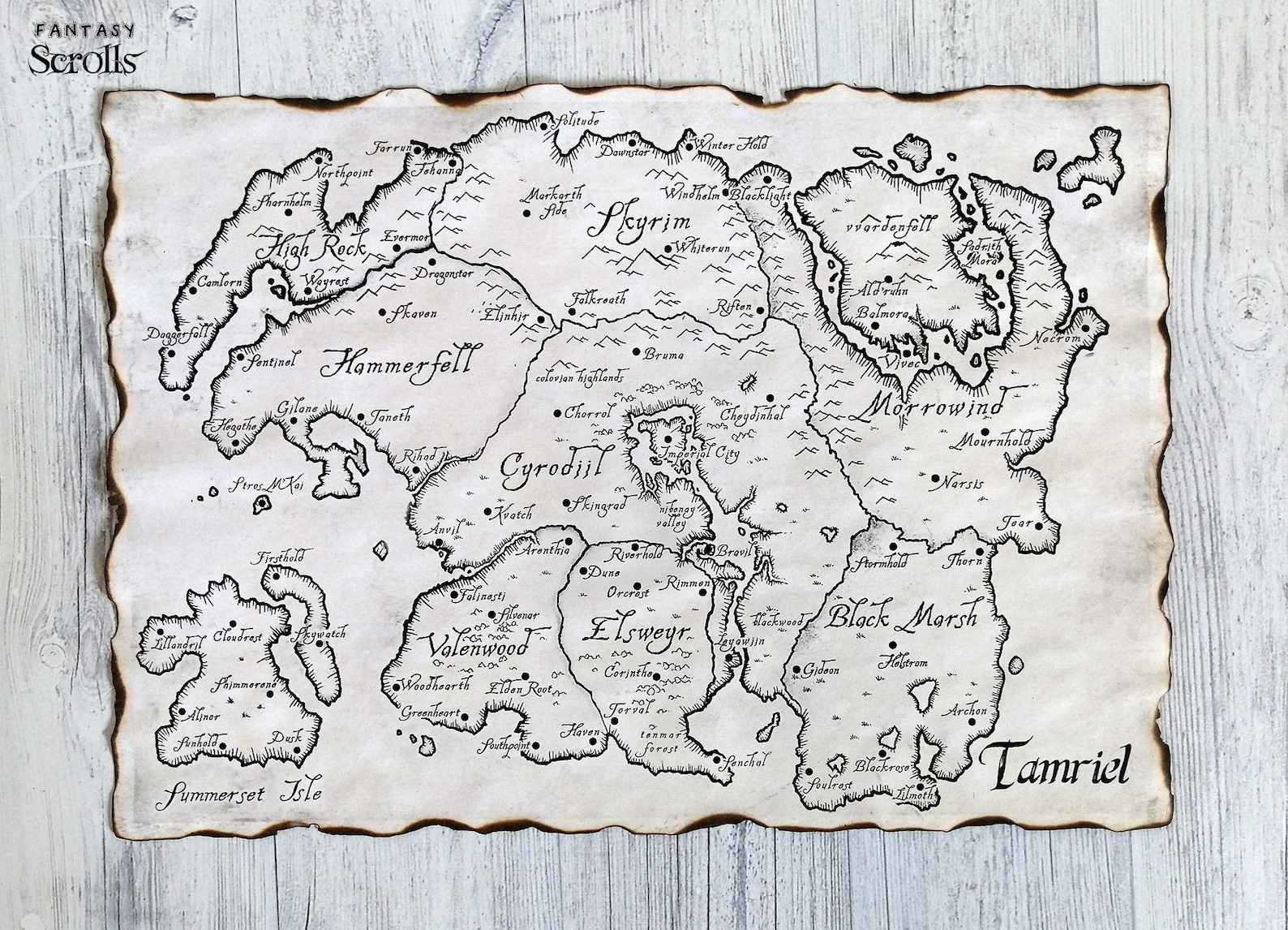 Map of Tamriel the Elder Scrolls Map Skyrim Map TES Map - Etsy