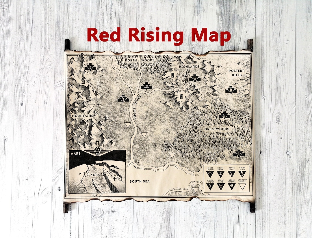Red Rising Book Map on Handmade Scroll, Red Rising Saga Map, Golden Son ...