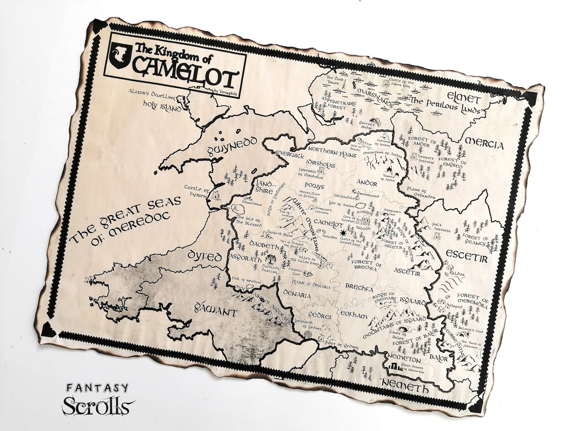 The Kingdom of Camelot Map, the Kingdoms of Albion, King Arthur and ...