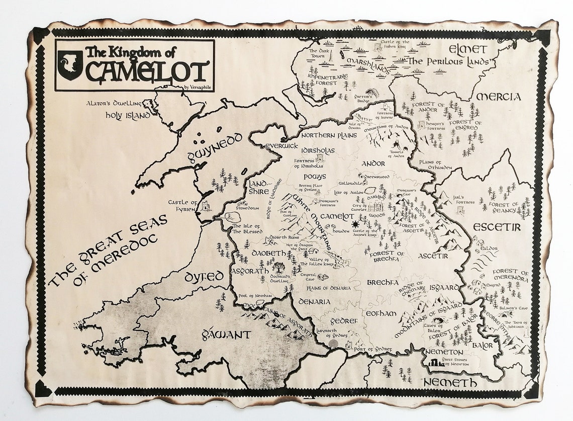 The Kingdom of Camelot Map the Kingdoms of Albion Map - Etsy