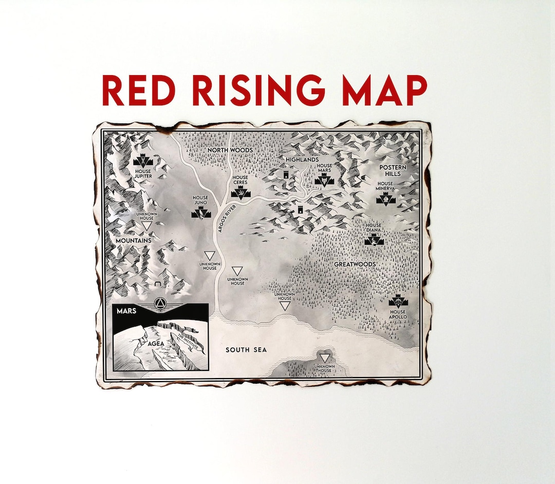 Red Rising Saga Book Map on Handmade Scroll, Mars Map, Golden Son Map ...