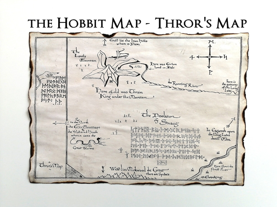 The Hobbit, Thrór's Map, Lonely Mountain Map, Erebor LOTR Map, Thorin's ...