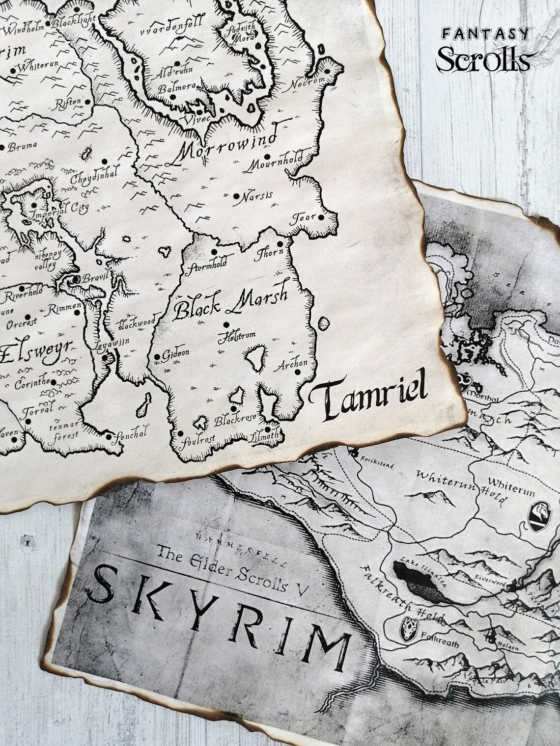 2 MAPS Tamriel and Skyrim Map 2 Elder Scrolls Map TES Map - Etsy