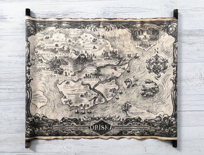 Children of Blood & Bone, Map of Orïsha on Handmade Scroll, Legacy of ...