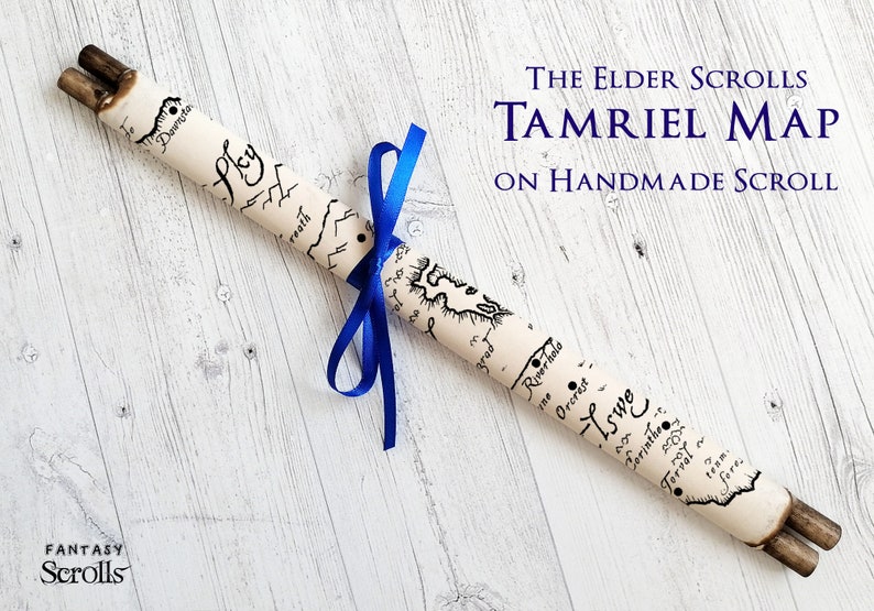 Tamriel Map on Handmade Scroll, Skyrim, the Elder Scrolls Art, TES ...