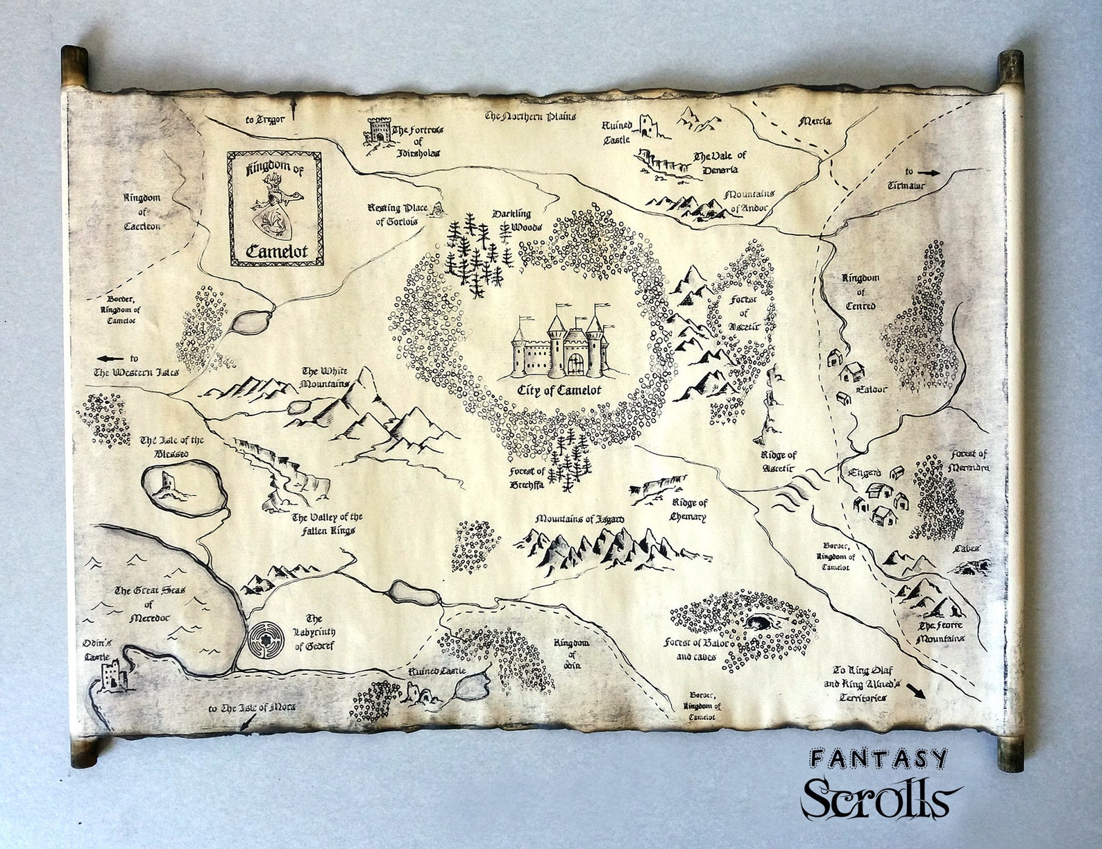 Mapa de Camelot Mapa de Merlín Mapa del Reino de Camelot - Etsy México