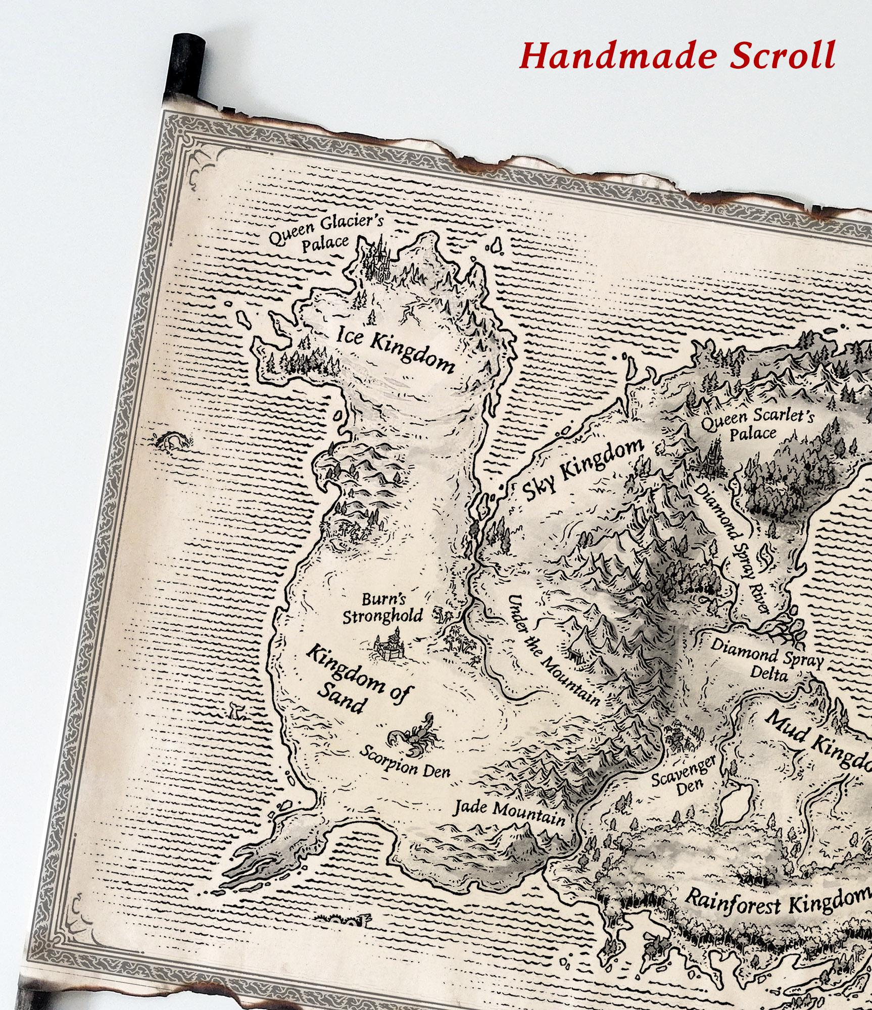 Map of Pyrrhia on Handmade Scroll, Inspired by Wings of Fire Book ...