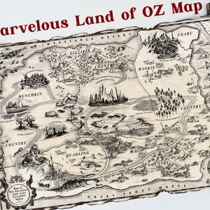 Map of the Marvelous Land of Oz, the Wonderful Wizard of Oz Map, Fantasy Map Land of OZ, the ...