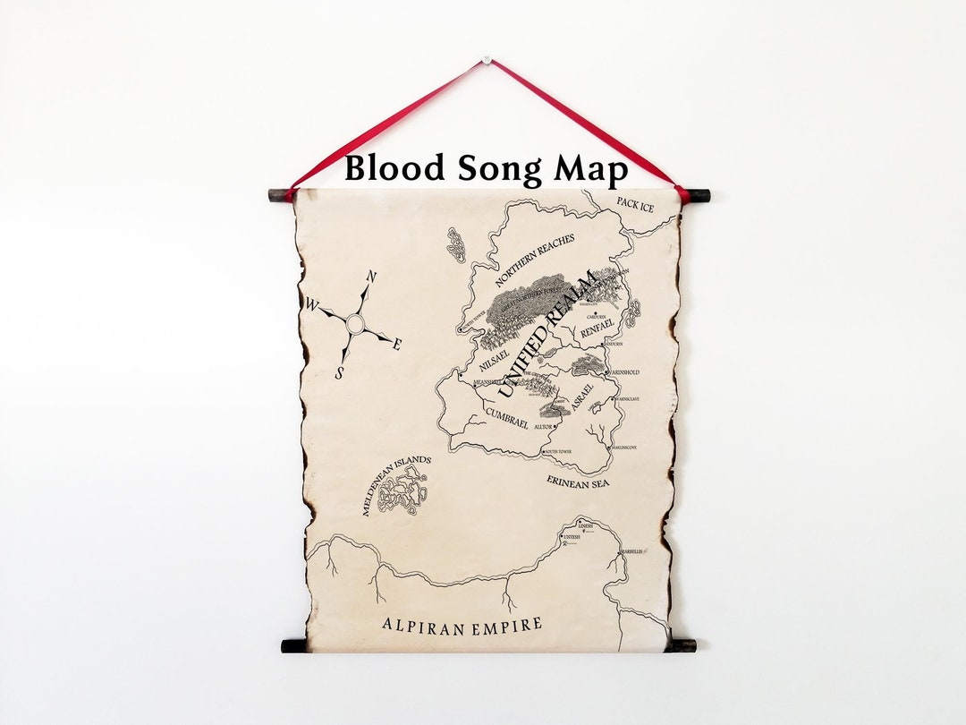 FREE SHIPPING Ravens Shadow Series Map on Handmade Scroll, Blood Song ...