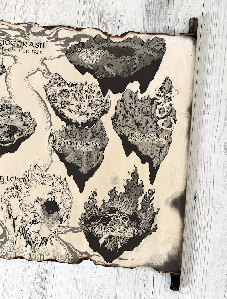 Handmade Yggdrasil Map Scroll, Norse Mythology Decor - Etsy