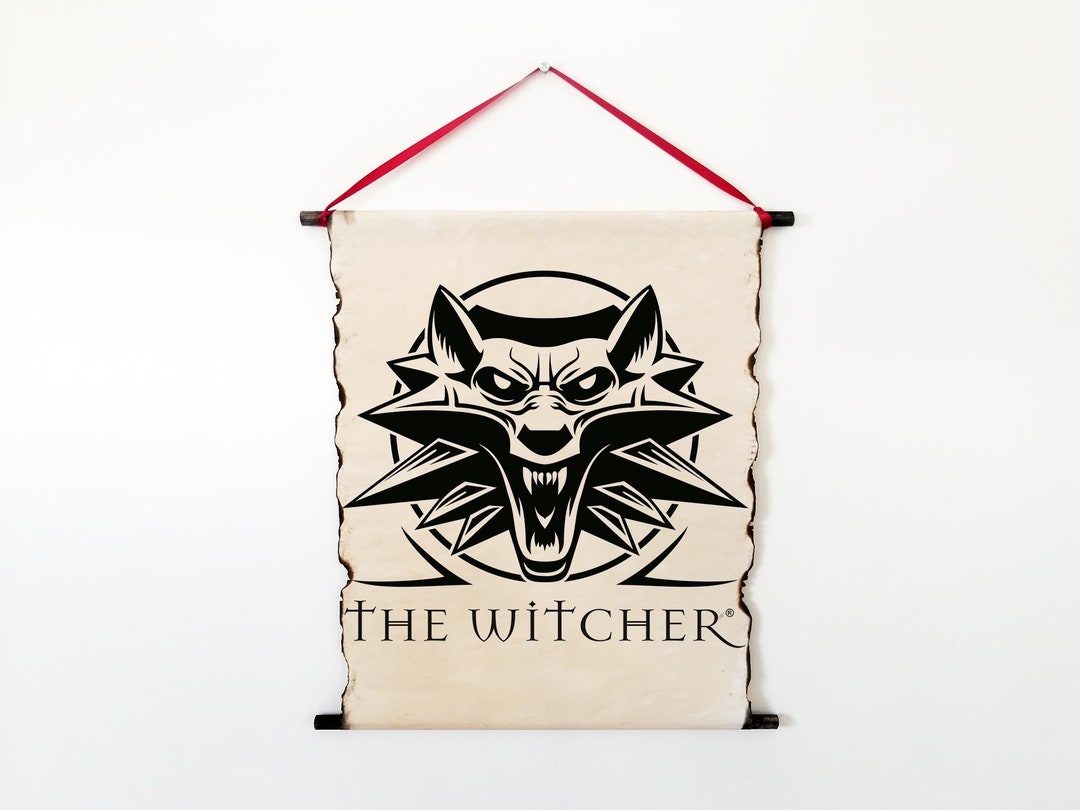 Witcher Logo on Handmade Scroll, Witcher Poster, Wall Art, Game Room ...