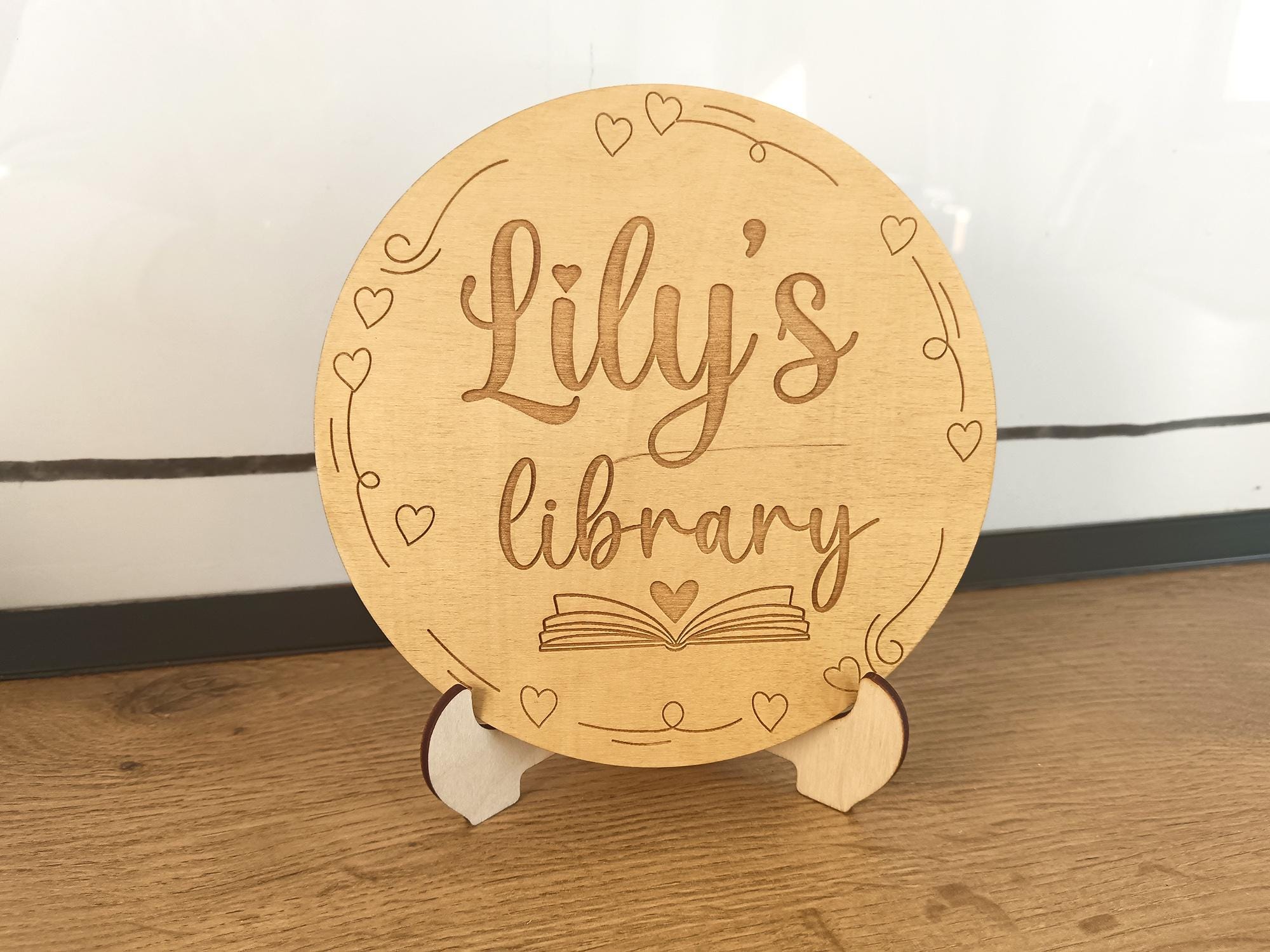 Personalized Wood Library Sign With Stand, Book Lover Gift - Etsy