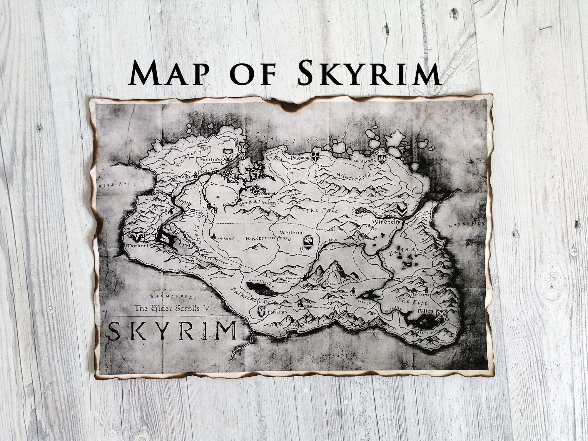 SKYRIM Map the Elder Scrolls V Skyrim Map the Dragonborn - Etsy Australia