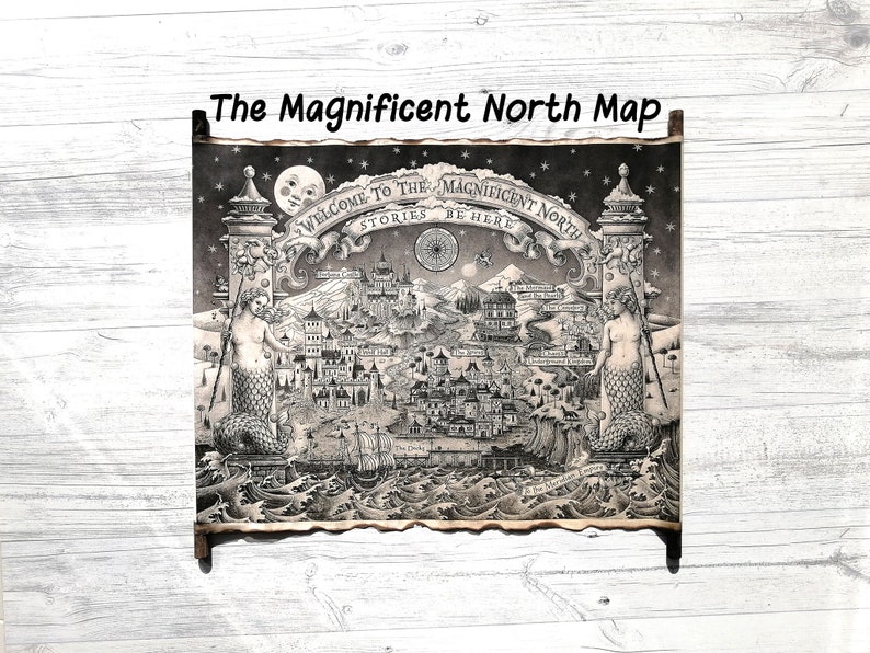 The Magnificent North Map on Handmade Scroll Caraval Map - Etsy