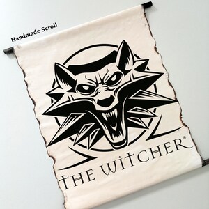 Witcher Logo on Handmade Scroll, Witcher Poster, Wall Art, Game Room ...
