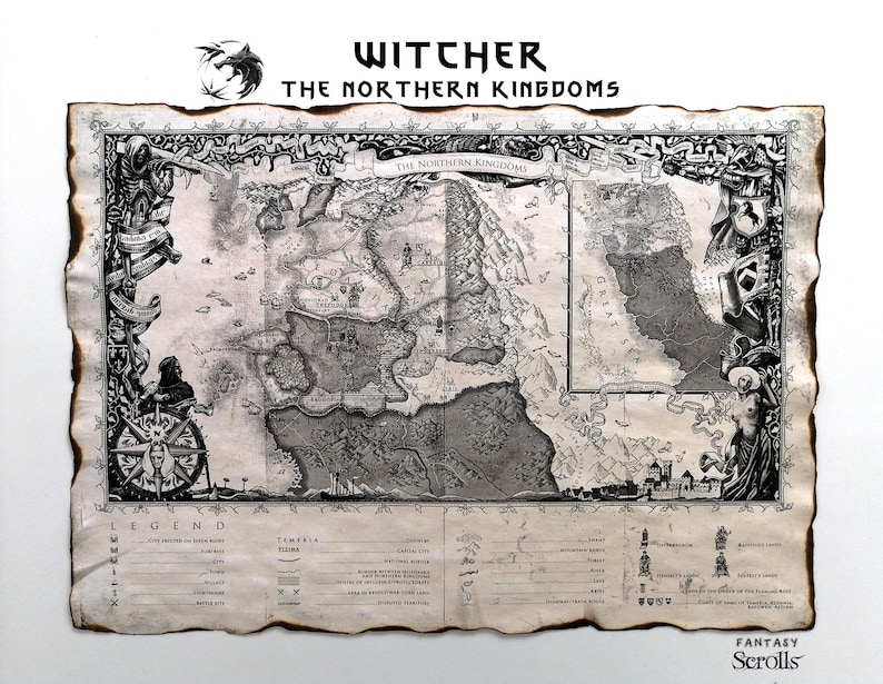 WITCHER the NORTHERN KINGDOMS Map the Northern Kingdoms - Etsy