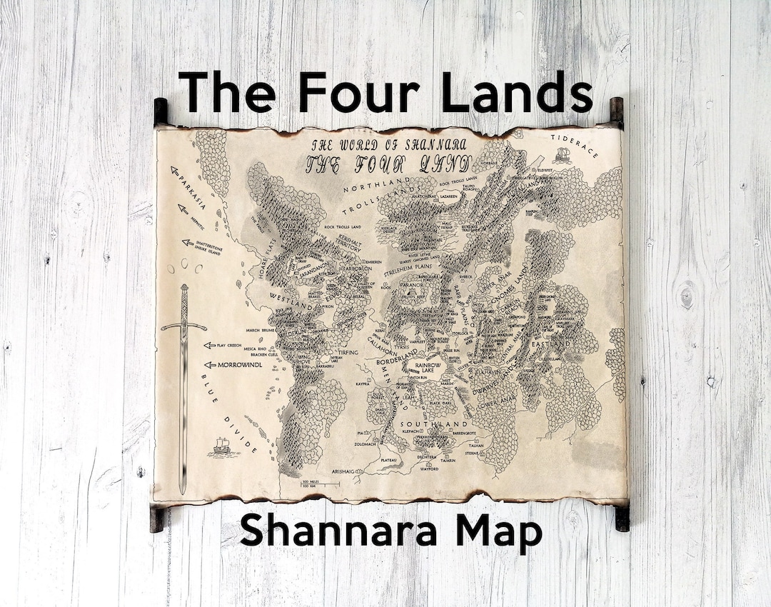 Shannara Map From the Sword of Shannara: the Four Lands, Handmade Scroll, the Shannara ...